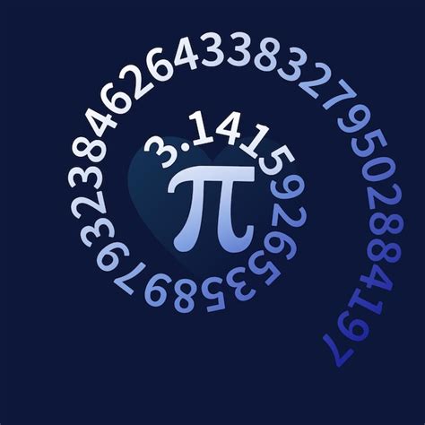 314 스피럴 터 일러스트레이션 Pi Day 휴일 파란색 배경과 그리스 문자 및 숫자 기호 프리미엄 벡터