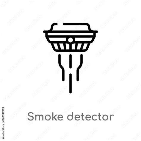 Outline Smoke Detector Vector Icon Isolated Black Simple Line Element Illustration From