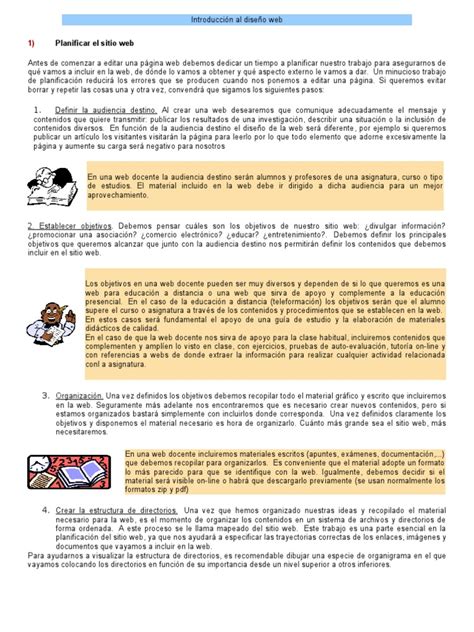 Introducción Al Diseño Web Pdf Html Red Mundial