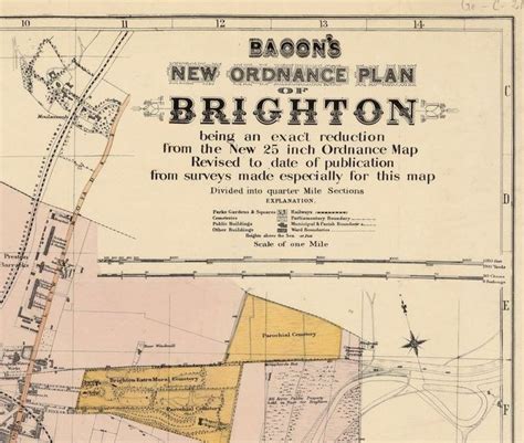 Old Brighton Map 1890 England Vintage Map Brighton Map Brighton