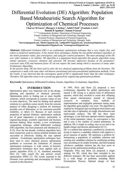 Differential Evolution De Algorithm Population Based Metaheuristic