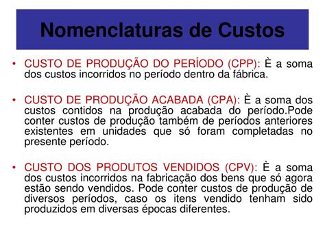 Ppt Conceito Contabilidade De Custos Powerpoint Presentation Free