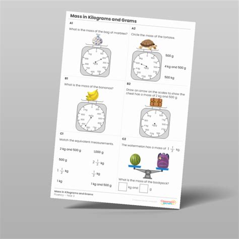 Year 3 Mass In Kilograms And Grams Fluency Matrix Resource Classroom