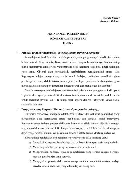 Koneksi Antar Materi PPDP Topik 4 Monita Komul Rumpun Bahasa
