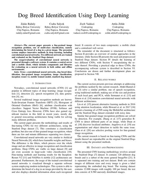 Pdf Dog Breed Identification Using Deep Learning