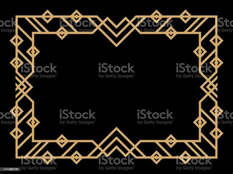 아르 데코 프레임 빈티지 선형 테두리 초대장 전단지 및 인사말 카드에 대한 템플릿을 디자인합니다 기하학적 황금 프레임 1920 년대의 스타일 1930 년대 벡터