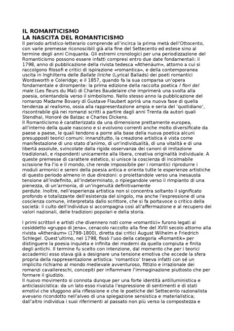 Filo Rosso Riassunto Romanticismo Docsity