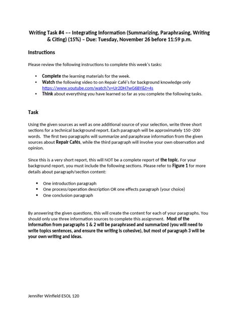 Assessment 4 Paraphrasing And Apa Integrating Information Pdf