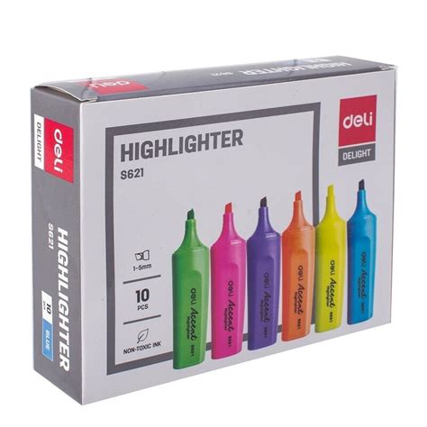 Deli S621 Accent Highlighter 1pcs Colours Blue Pink Purple Green