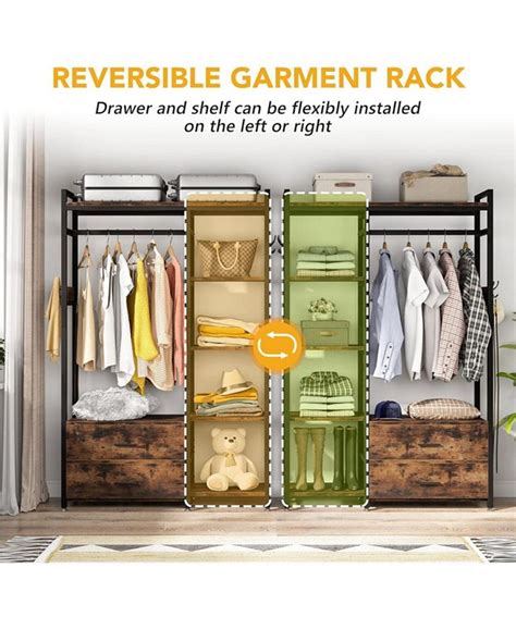 Tribesigns Freestanding Closet Organizer Clothes Rack With Drawers And