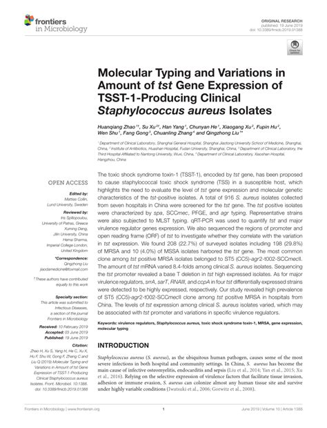 Pdf Molecular Typing And Variations In Amount Of Tst Gene Expression Of Tsst 1 Producing