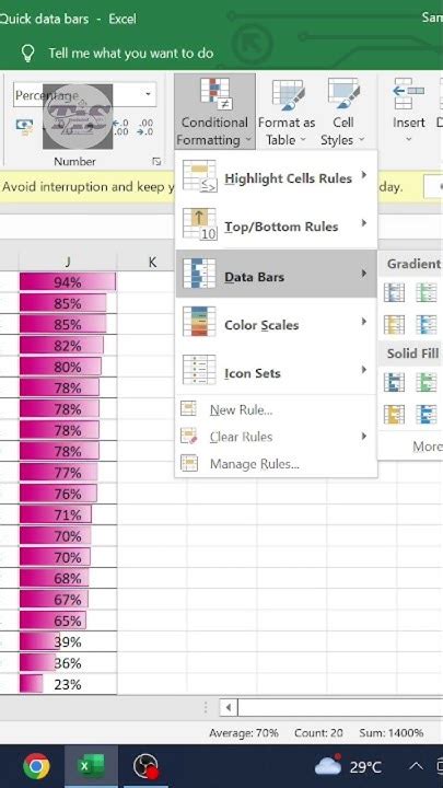 Mastering Excel Unleashing The Power Of Data Bars Shorts Excel