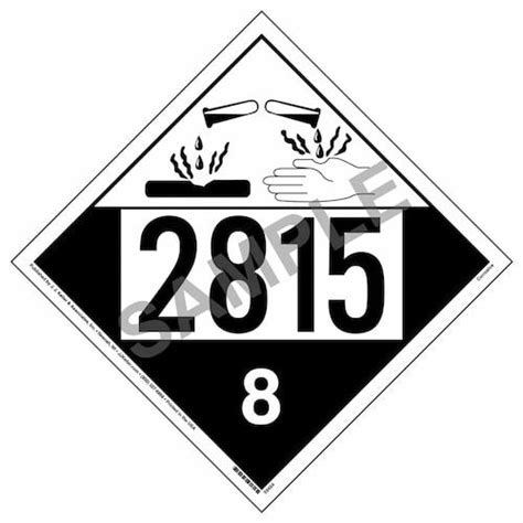 2815 Placard Class 8 Corrosive