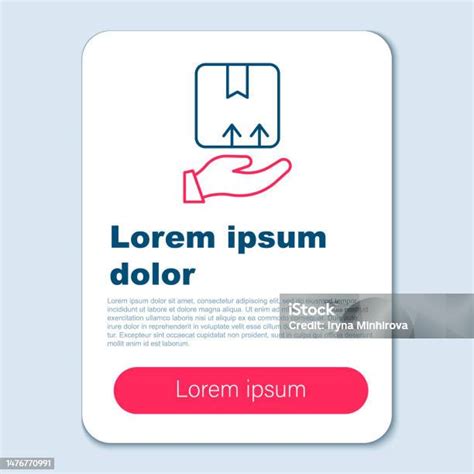 회색 배경에 격리된 골판지 상자 아이콘이 있는 라인 배달 손 택배로 도어 투 도어 배송 다채로운 개요 개념입니다 벡터 0명에