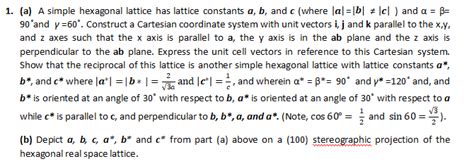 Solved A A Simple Hexagonal Lattice Has Lattice Constants