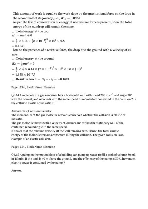 NCERT Solutions For Class Physics Chapter Work Energy And Power Question Answer PDF