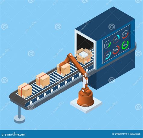 Belt Conveyor In Industrial Plant Concept With Warehouse Automation System And Autonomous Robot