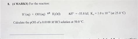 Solved Marks For The Reaction Chegg