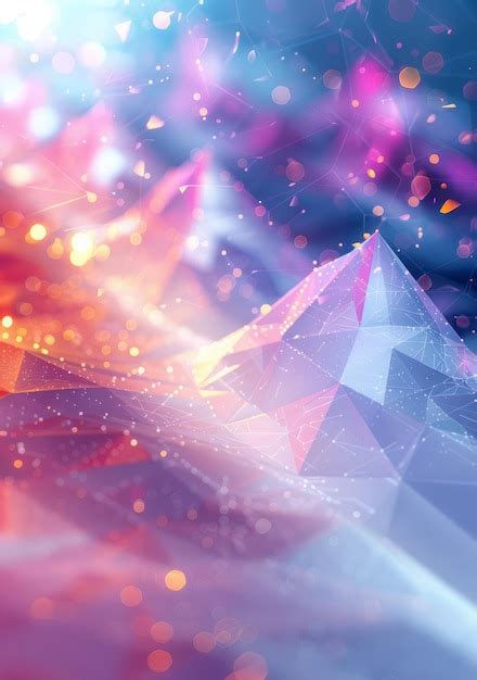D Rendering Of A Mountain Landscape With A Glowing Network Premium