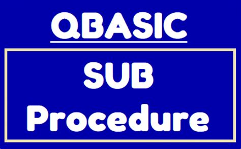 sub procedure qbasic
