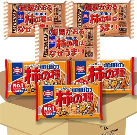 Jp 亀田製菓 燻製かおる 亀田の柿の種はなぜうまい （素焼き柿の種 燻製薫る塩のアーモンド）4袋詰め×3袋 柿の種 6