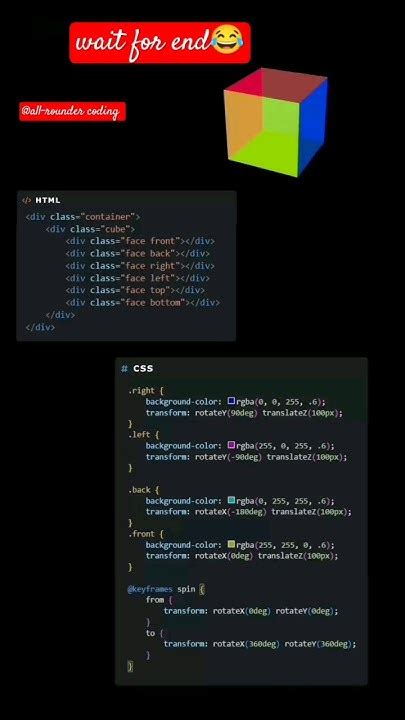 Animated Cube With Help Of Html And Css Html Cssshorts