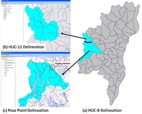 Schematic Illustrating An Automated Watershed Delineation By A Huc 8