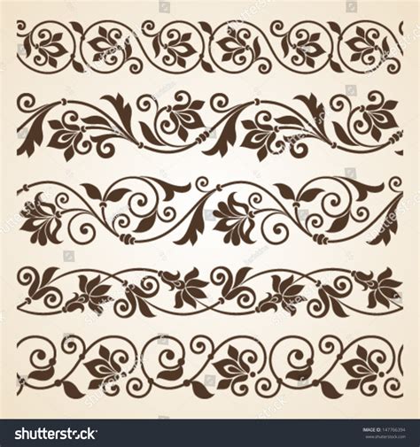 Vector Set Floral Elements Seamless Pattern Stock Vector Royalty Free