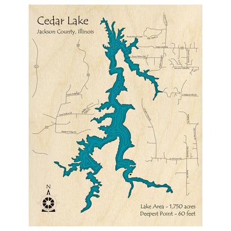 Cedar Lake Illinois 3d Custom Wood Map Lake Art Llc