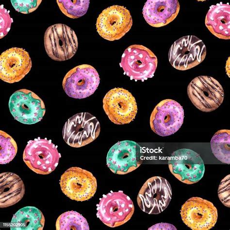 고립 된 다채로운 유약 도넛의 수채화 손으로 그린 스케치 그림의 집합입니다 완벽 한 패턴 0명에 대한 스톡 사진 및 기타 이미지 0명 2019년 2020년 Istock
