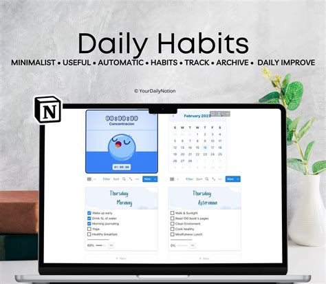 Habit Tracker Notion Template Digital Habit Tracker Daily Habits