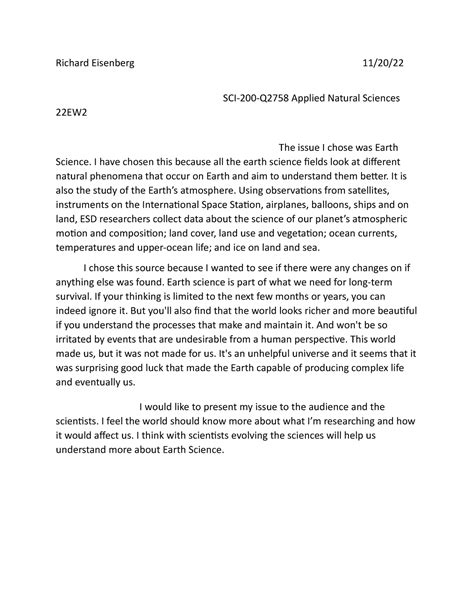 4 3 project part one planning document first draft richard eisenberg