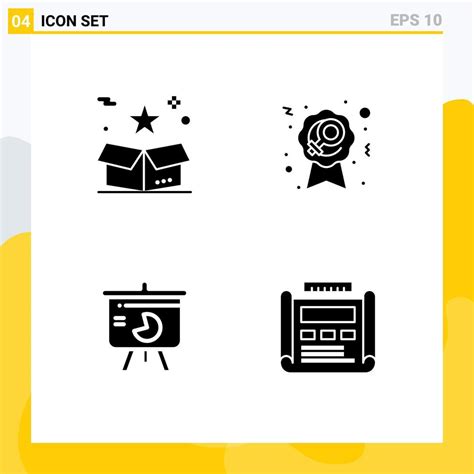 Stock Vector Icon Pack Of 4 Line Signs And Symbols For Box Chart Package Female Sales Editable