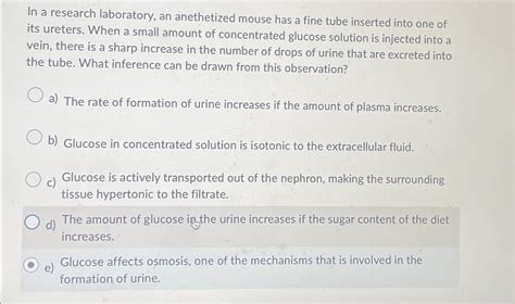 Solved In A Research Laboratory An Anethetized Mouse Has A