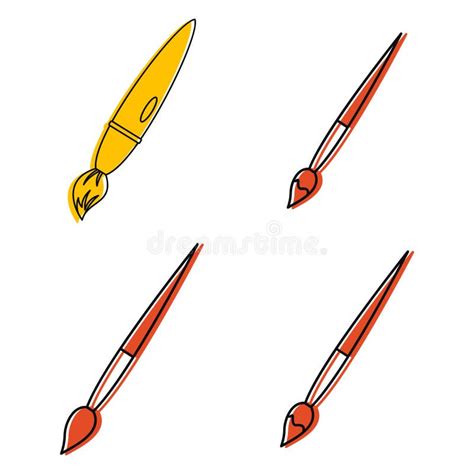 Pencil Icon Set Color Outline Style Stock Illustration Illustration