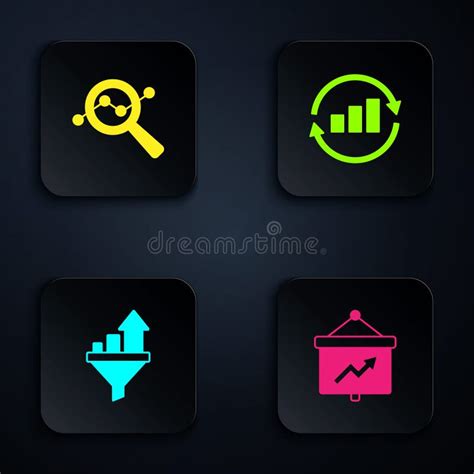 Set Board With Graph Search Data Analysis Sales Funnel Chart And