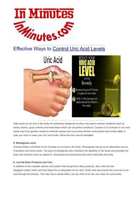 Effective Ways To Control Uric Acid Levels