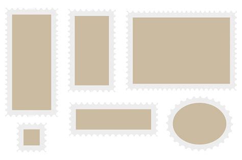 우표 프레임이 설정되어 있습니다 가장자리에 구멍이 뚫린 빈 빈티지 우표 엽서와 편지에 대한 빈 테두리 템플릿입니다 벡터