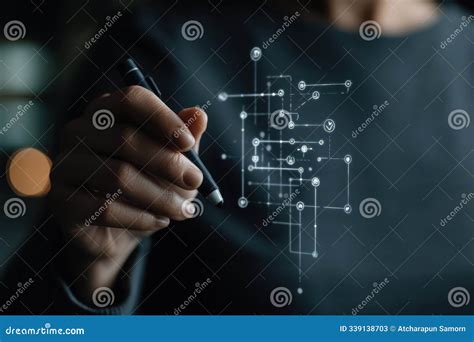 Businessman Creating Flowchart With Pen Stock Image Image Of Innovation Creativity 339138703