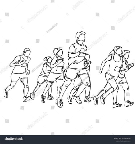 Continuous Line Drawing Running Runner Images Stock Vector Royalty