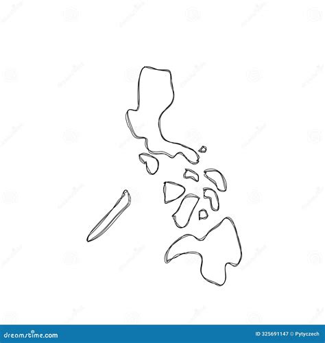 Philippines Sketch Scribble Vector Map Drawn On Checkered School