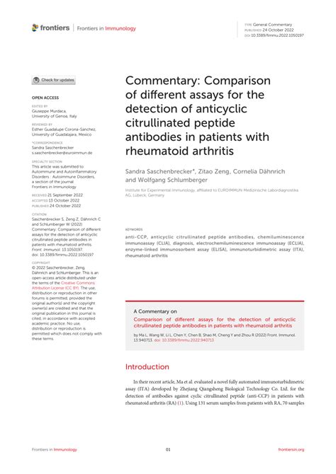 Pdf Commentary Comparison Of Different Assays For The Detection Of