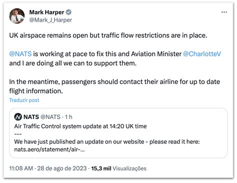 Reino Unido diz que falha no tráfego aéreo foi solucionada