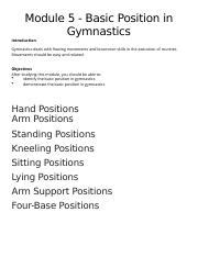 Module Basic Position In Gymnastics Docx Module Basic Position In Gymnastics