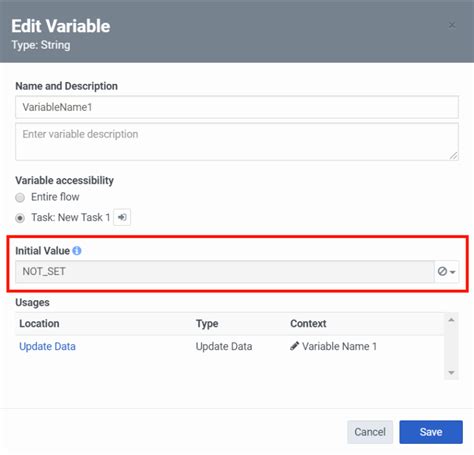 Variable Initial Values Genesys Cloud Resource Center