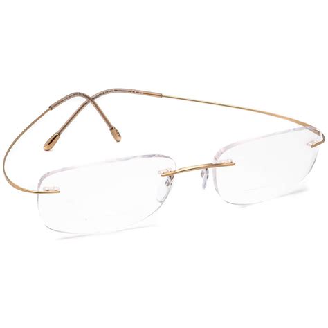 Silhouette Eyeglasses 5515 70 7530 Titan Polished Gold Rimless Frame