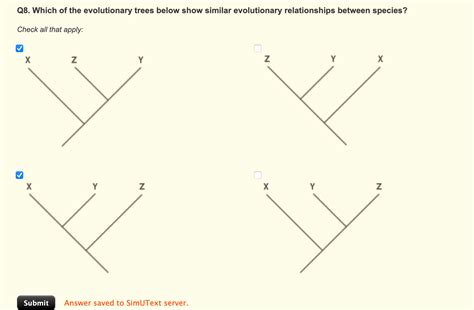 Solved Q8 ﻿which Of The Evolutionary Trees Below Show