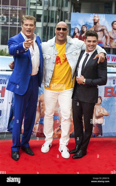 Berlin Germany 30th May 2017 David Hasselhoff Dwayne Johnson And Zac Efron At The Baywatch