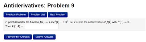 Solved Antiderivatives Problem 9 Previous Problem Problem