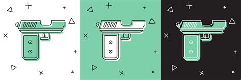 白と緑黒の背景に分離されたピストルや銃のアイコンを設定します警察や軍の拳銃小さな銃器ベクトル アイコンのベクターアート素材や画像を多数ご
